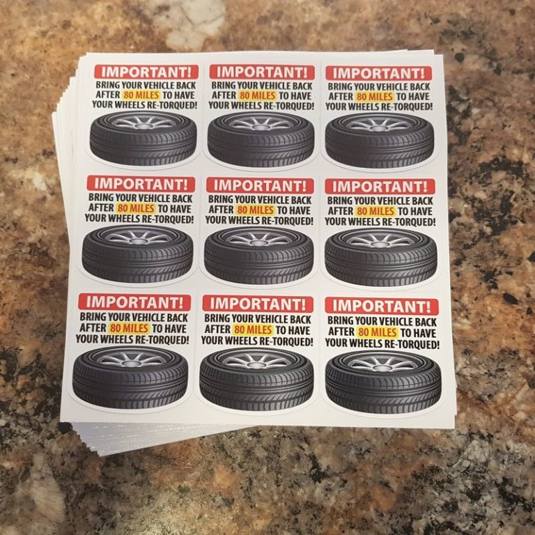 Generic Tire Retorque Reminder Stickers - Expert Print Solutions