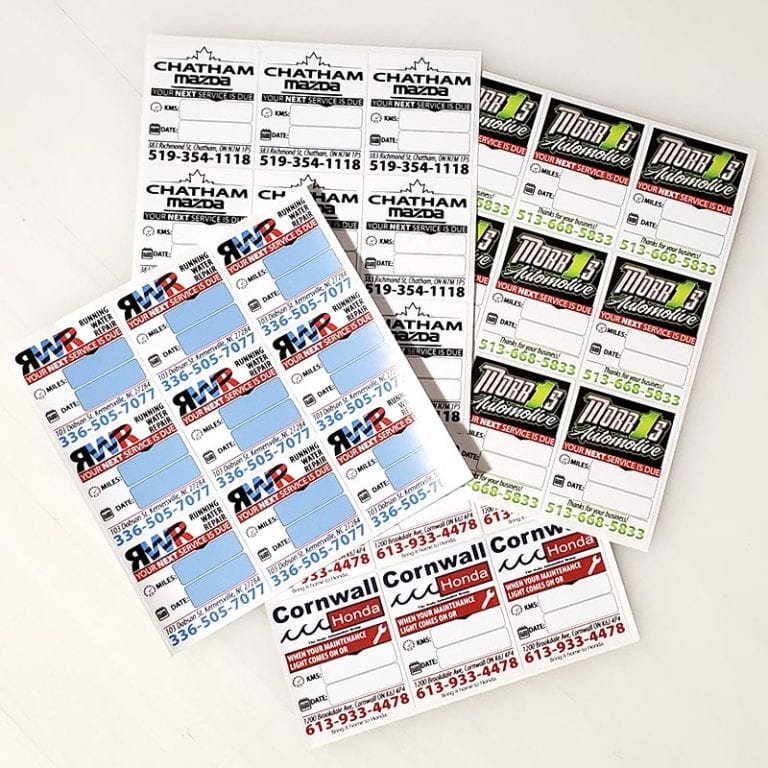 Custom Oil Change Reminder Stickers - Expert Print Solutions